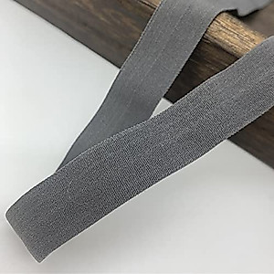 0.4/0.6/0.8/1 Inch Gray Lace Trim Cotton Elastic Ribbon Eyelet Trim Fold Over Spandex Fabric Bulk Lace Ribbon Band Vintage Lace Trim for Sewing Waist Band Garment Accessory