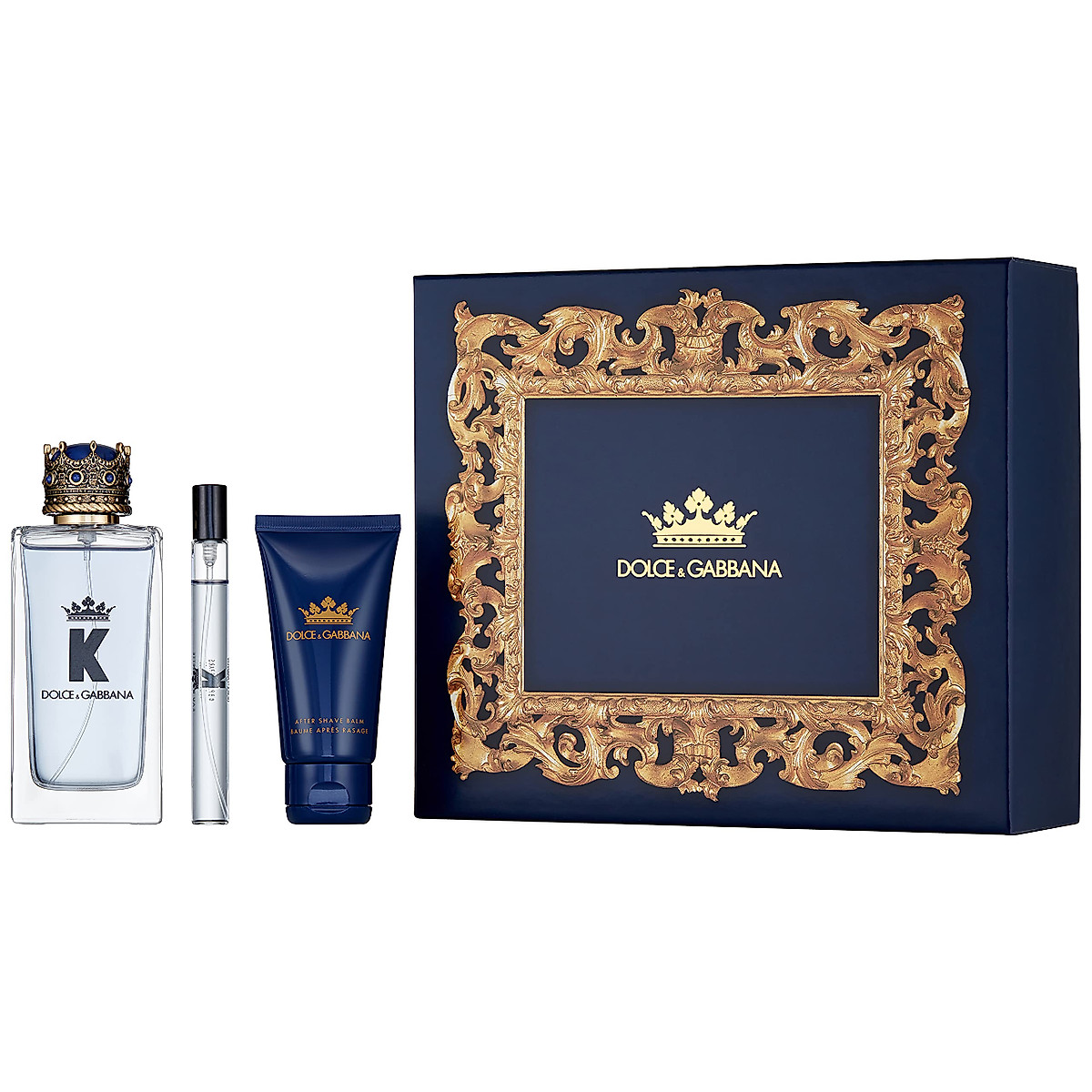DOLCE & GABBANA K for Men 3-Piece Gift Set (3.4 Ounce Eau De Toilette Spray +1.6 Ounce After Shave Balm+0.33 Ounce Eau De Toilette Spray), multi color