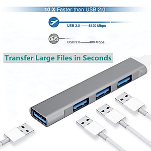 Extender Dock Adapter Type-C to 4-Port USB 3.0 Hub Aluminum Alloy Docking Station Compact Size Long Service Life(gray)
