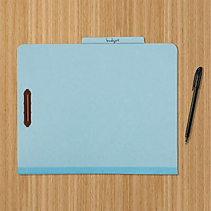 Amazon Basics Classification Folder- 100% Recycled, 2 Dividers, 2" Embedded, Letter, Light Blue, 10 per Box