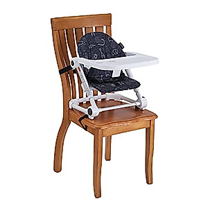 Pamo Babe Booster Seat for Dining Table, Travel Lightweight Folding 2-in-1 Feeding Seat for Baby, Adjustable Tray and Adjustable Hight (Black)