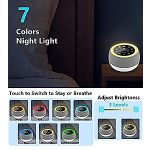 [2 in 1] White Noise Machine, Sleep Sound Machine with 7 Colors Night Light, 32 Soothing Sounds, Built-in Battery & Headphone Jack, Portable Sound Machine for Sleeping Baby, Adult and Sound Therapy