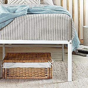 Best Price Mattress 18 Inch Metal Platform Bed Frame, Heavy Duty Steel Slats, White, Full