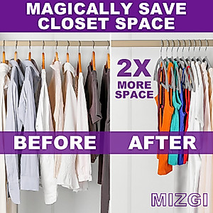 MIZGI Premium Velvet Hangers 50-Pack,No Shoulder Bump Hangers W/Tie Bar Ultra Thin Space Saving Non Slip Hangers Heavy Duty Felt Rounded Clothes Hangers for Sweaters,Coat,Jackets,Pants,Shirts