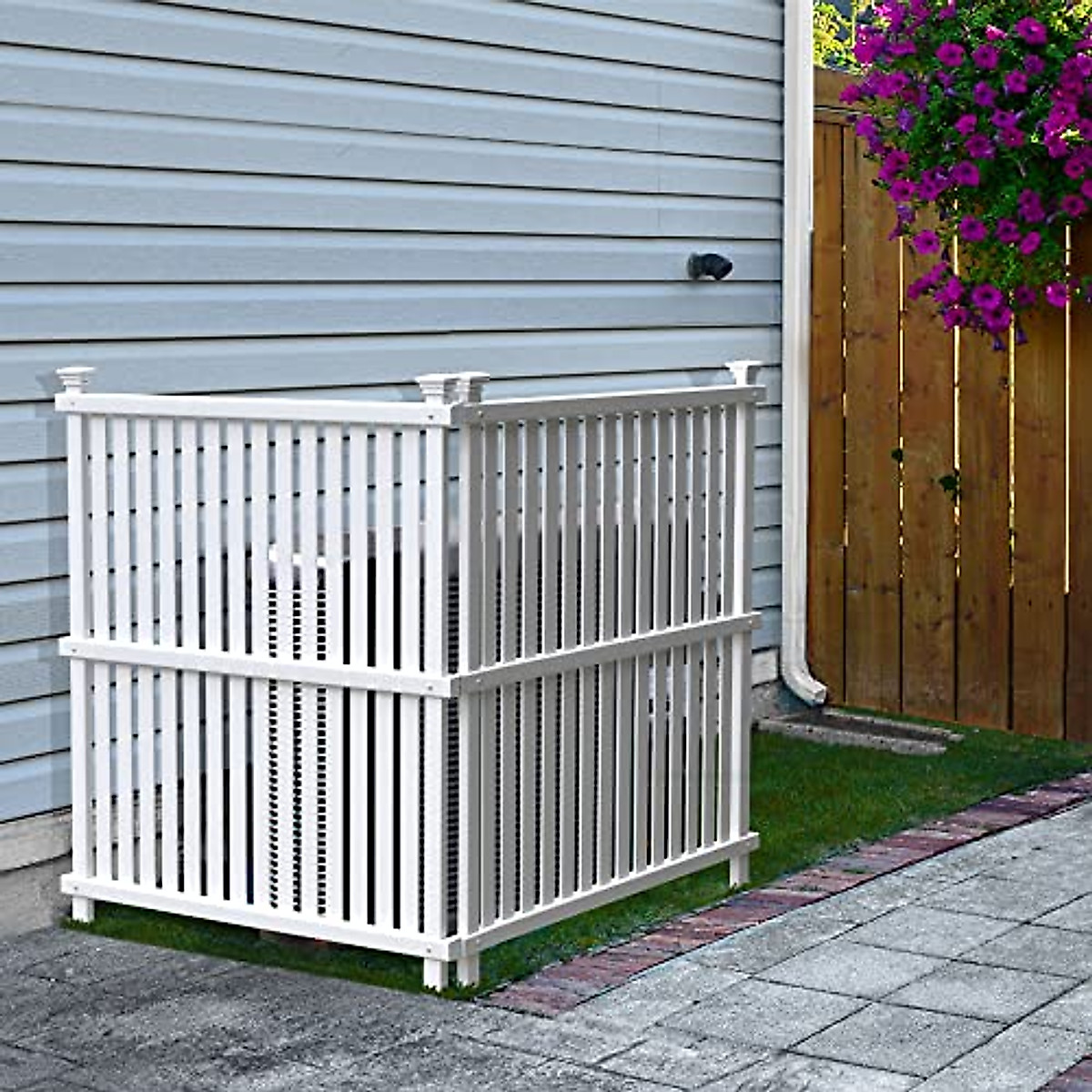 Enclo Privacy Screens ZP19068 Wilmington Vinyl No Dig Privacy Fence Screen Kit, 36in W x 48in H, White, 2 Panels