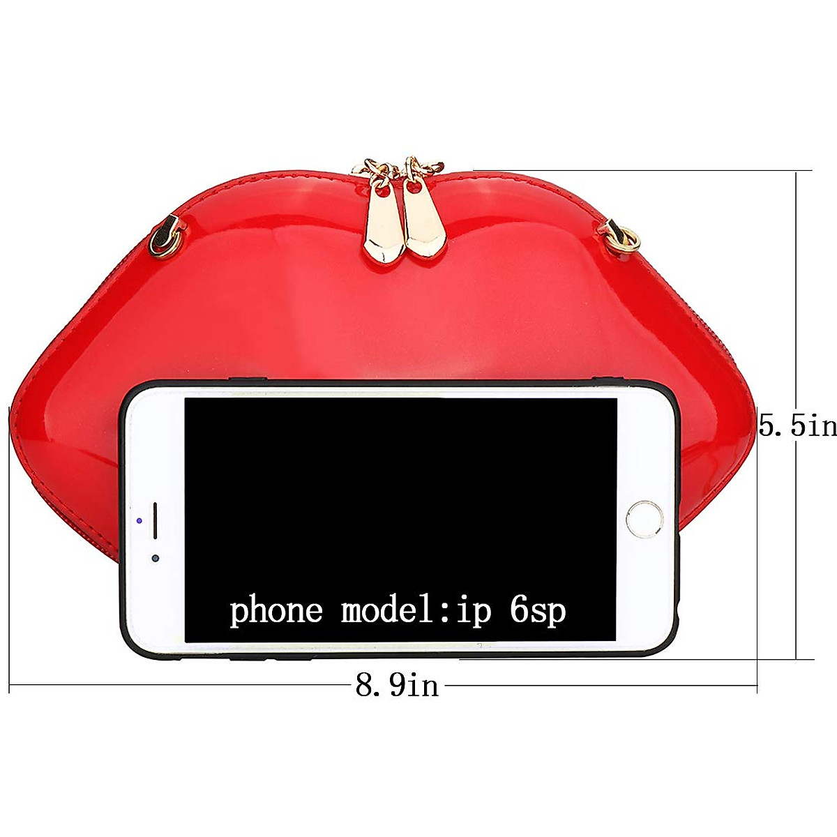 Women Leather Lips-shaped Evening Clutch Purses Crossbody Bags Vintage Banquet Handbag (Red)
