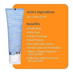 Thinksport Mineral Sunscreen, SPF 50 Clear Zinc Oxide Sunscreen, 3 Fl Oz, Natural, Water Resistant Reef Safe Sunscreen, Broad Spectrum UVA/UVB Sun Screen for Sun Protection, Travel Size