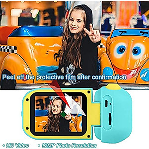 GKTZ Kids Video Camera Digital Camera Camcorder Birthday Gifts for Boys and Girls Age 3 4 5 6 7 8 9, HD Children Video Recorder Toy for Toddler with 32GB SD Card - Blue