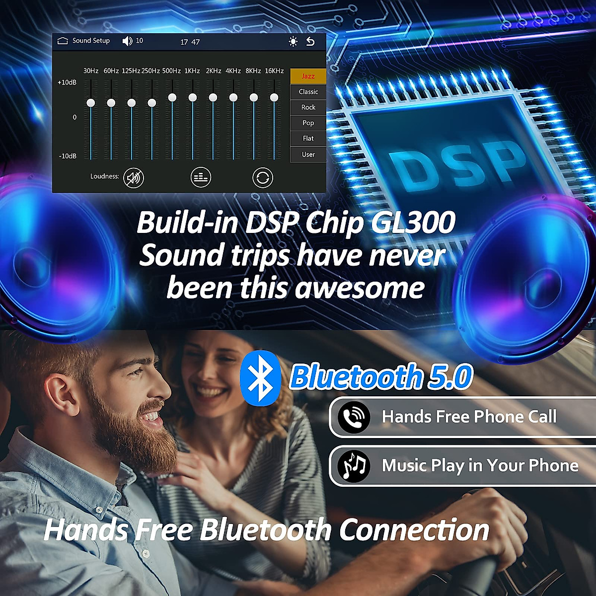 Double Din Car Stereo - 10 inch Touchscreen Car Radio Bluetooth Multimedia Player with Backup Camera Compatible with Carplay, Android Auto, Mirror Link