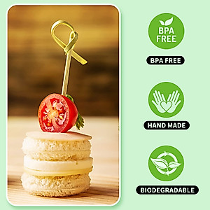 200PCS Cocktail Picks Bamboo Skewers For Appetizers, Fancy Toothpicks For Appetizers, Handmade Bamboo Sticks With Knot, 4.7 Inch Long Cocktail Toothpicks For Charcuterie Accessories Drinks Food Picks
