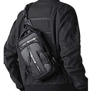 SEAFEW Anti Theft Sling Crossbody Backpack Shoulder Bag for Men, Lightweight One Strap Motorcycle Backpack Sling Bag Backpack for Hiking Walking Biking Travel Cycling with USB Charger Port