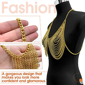 Diymood Gold Body Chain Beach Body Layered Punk Bohemia Chest Bikini Bra Chains Chains Nightclub Party Fashion Body Jewelry Accessory for Women and Girls