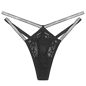 Banamic Women's Glitter Thong Strappy Lace Underwear Panties