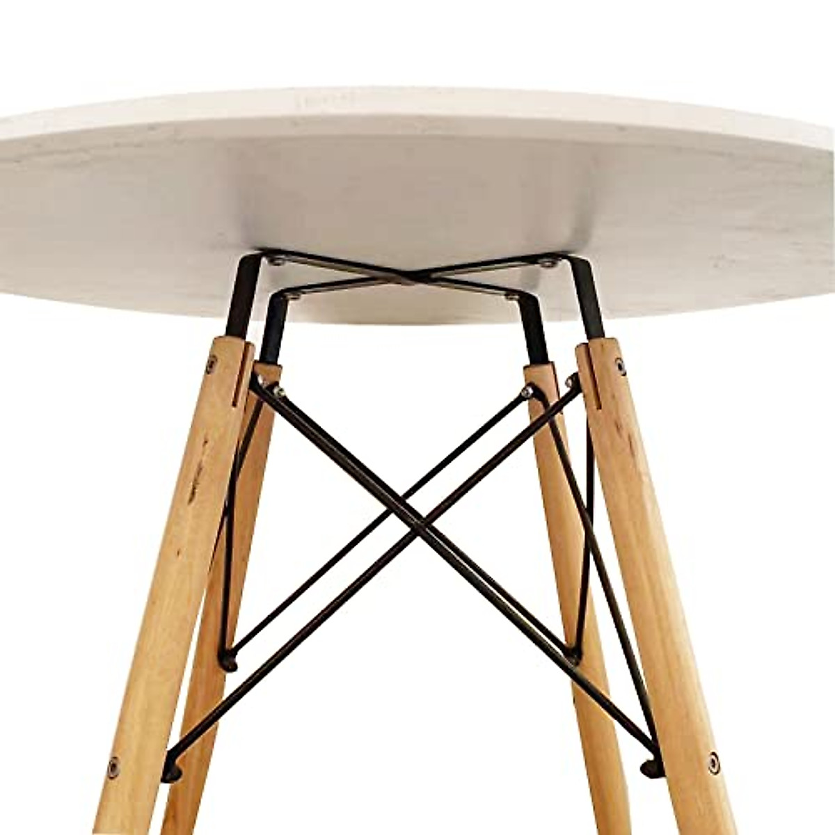 Round Dining Table White Kitchen Table White Dining Table with MDF Top Modern Style Coffee Table Leisure Dining Room Round Table for Kitchen Living Room(with A Free Table Cloth)