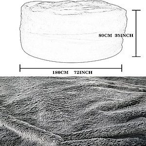 UOOD 7ft Giant Bean Bag Cover, Suede Lazy Sofa Cover Adult Bean Bag Sofa Chair Extra Large Fluffy Fur Portable Living Room Lazy Sofa Bed Cover No Filler (Color : Dark Grey)