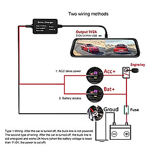 Dash Cam Hardwire Kit, Mini USB Hard Wire Kit for Dashcam, 12-30V to 5V Car Dash Camera Hardwiring Kit with for Radar Detector