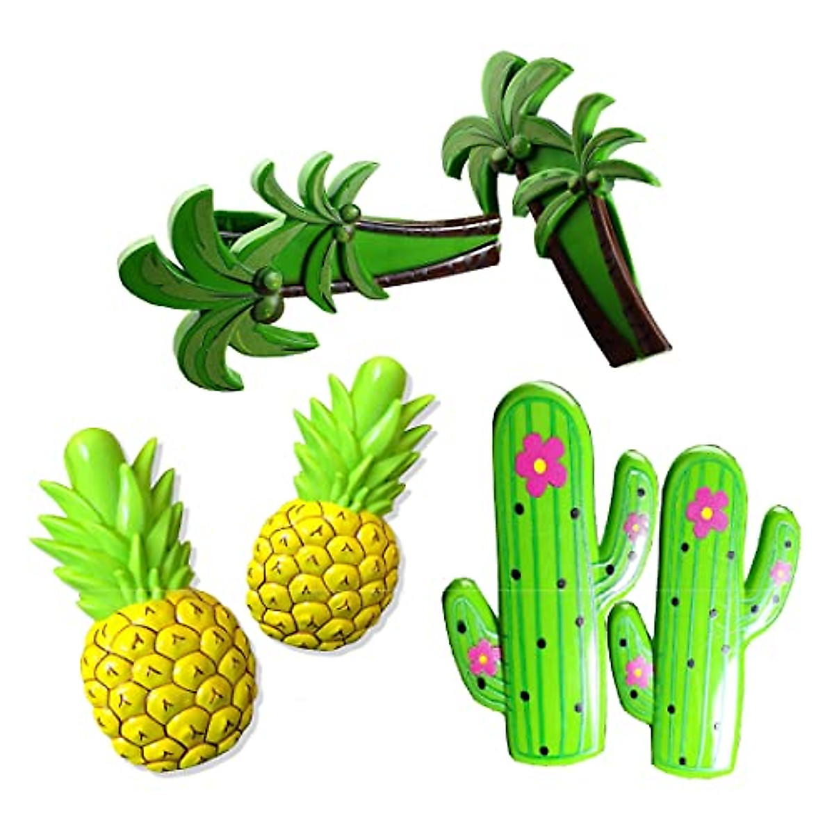 3 Set (6 Ct) Coconut, Pineapple, Cactus Beach Towel Clips Jumbo Size for Beach Chair, Cruise Beach Patio, Pool Accessories, Household Snacks Clip, Baby Stroller Clips by C&H Solutions