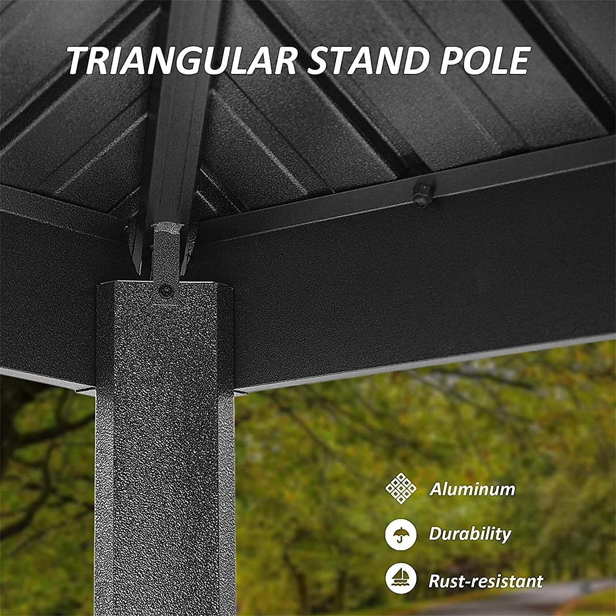 8'X6' Grill Gazebo Hardtop, Steel Grill Gazebo with Two Shelves Serving Tables, Permanent Double Roof Hard Top Gazebo, Heavy Duty Aluminum BBQ Gazebo for Patio, Deck, Backyard and Garden (Grey)