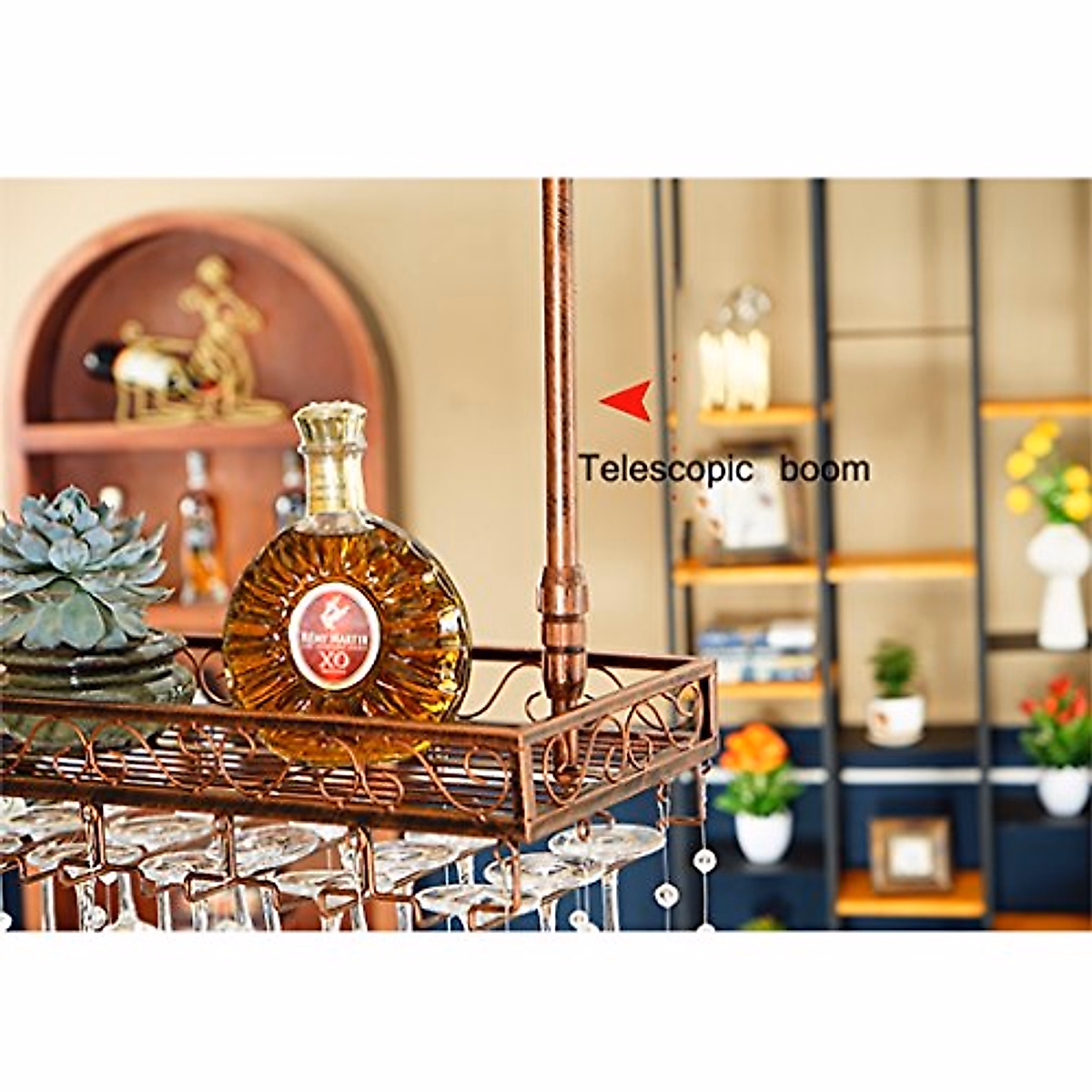 Wine Racks Metal Wine Rack/Hanging Red Wine Cup Holder/Hanging Upside Down Glass Holder/Creative Home Bar/Wine Rack Hanging Glass Holder (Color : 1, Size : 60 * 25 * 32cm)