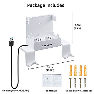 Mcbazel Wall Mount Kits with Cooling Fan for Xbox Series S, RGB Color LED Cooling System Stand with 3-Level Adjustable Speed, Extra 3 USB Port & 2 Controller Holder