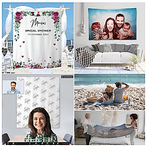 ASSIALL Custom Step and Repeat Logo Business Event Backdrop Customized Video Call Conference Tradeshows Birthday Background Personalized Party Reception Banner Photo Studio Props (60"Wx100"H)