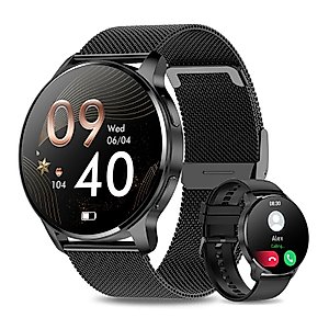 Colesma Smart Watch(Answer/Make Call) for Men Women Android iOS Phones,Waterproof Smartwatch with Fitness Tracker,Health Monitoring Blood Pressure Heart Rate SPO2,1.32" Black Metal Watch