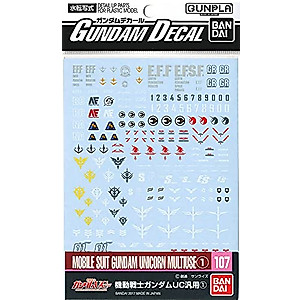 Bandai Hobby No.107 Mobile Suit Gundam UC 1 , Bandai Gundam Decal Hobby Decals
