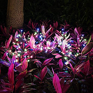 mopha Solar Garden Lights, 2 Pack Flower Solar Lights Outdoor Waterproof, 2 Mode Solar Cherry Blossom Lights Decorative with Heavy Bulb Base, for Outdoor, Patio, Yard & Garden Decor