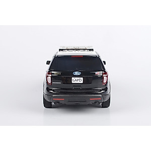 2015 Police Interceptor Utility Black and White Los Angeles Police Department (LAPD) with Flashing Light Bar and Front and Rear Lights and Sounds 1/24 Diecast Model Car by Motormax 79540