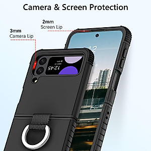 GUAGUA Compatible with Samsung Galaxy Z Flip 3 Case 5G 6.7 Inch Hybrid 2 in 1 Hard PC Soft TPU Heavy Duty Rugged Shockproof Full-Body Protective Phone Cover for Samsung Z Flip3, Black