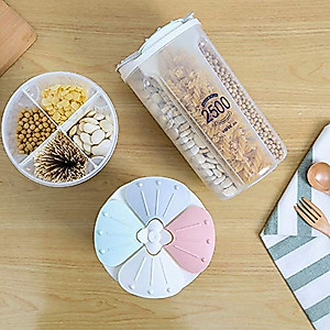 Cereal Storage Container, Airtight Food Storage Container BPA Free Plastic Cereal Dispenser Large Kitchen Storage Keeper with Lids and Compartments for Grain, Sugar, Flour, Rice, Nuts, Snacks (2.5L)