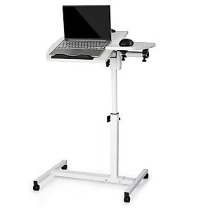 MoNiBloom Mobile Laptop Desk 75° Tiltable Height Adjustable Rolling Laptop Sofa Bed Side Table Couch Computer Desk Stand with Wheels for Home Office Classroom, White