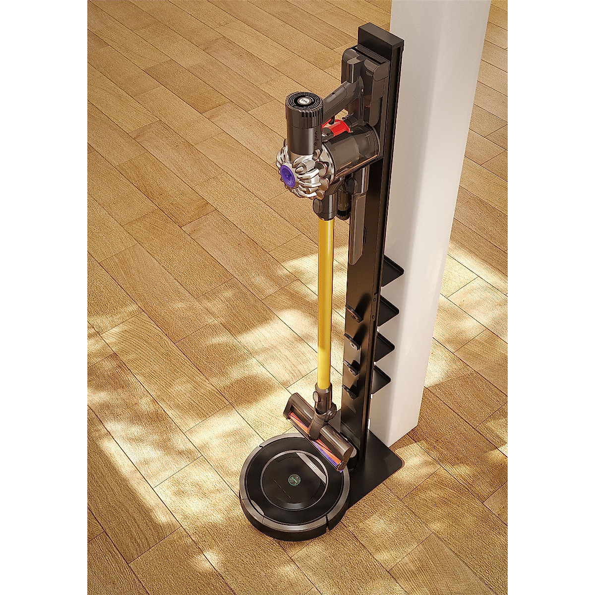 Mount Plus HAB2-HS Premier Aluminum Storage Stand Made for Dyson V15 V12 V11 V10 V8 V7 V6 Cordless Stick Vacuum Cleaner And Floor Robot With 8 Attachment Holders