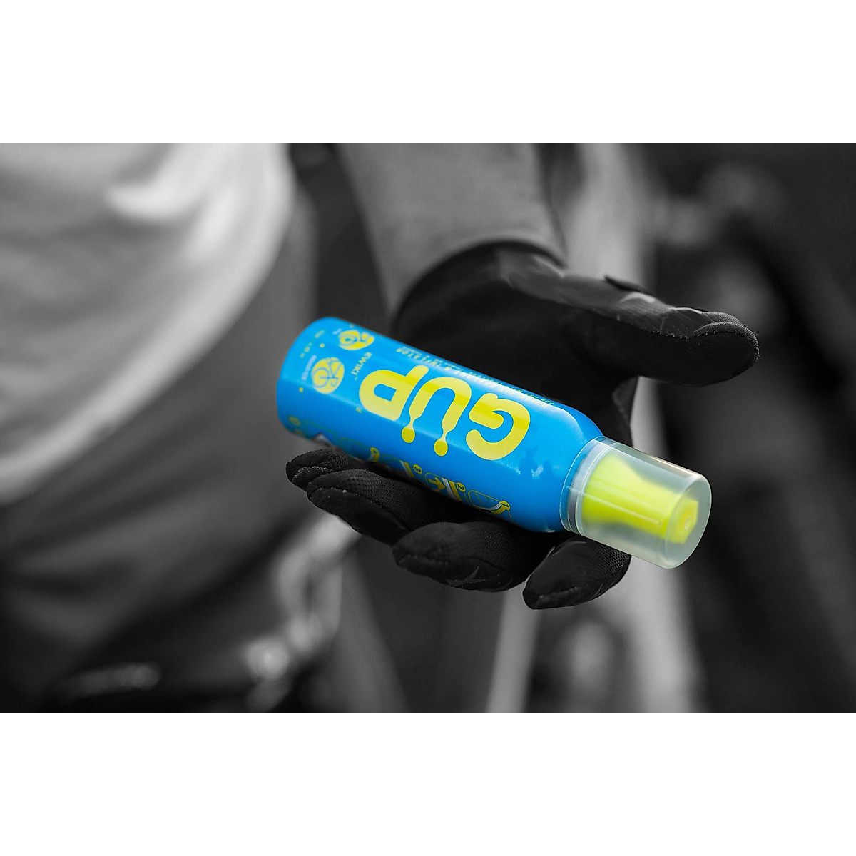 GUP (GÃœP Kwiki) Quick Fix Tire Sealant and Inflator; for mountain bike, road, cyclocross, gravel; seal and repair flat or punctured tires; works on tubeless, tubed, tubular tires, presta valve only