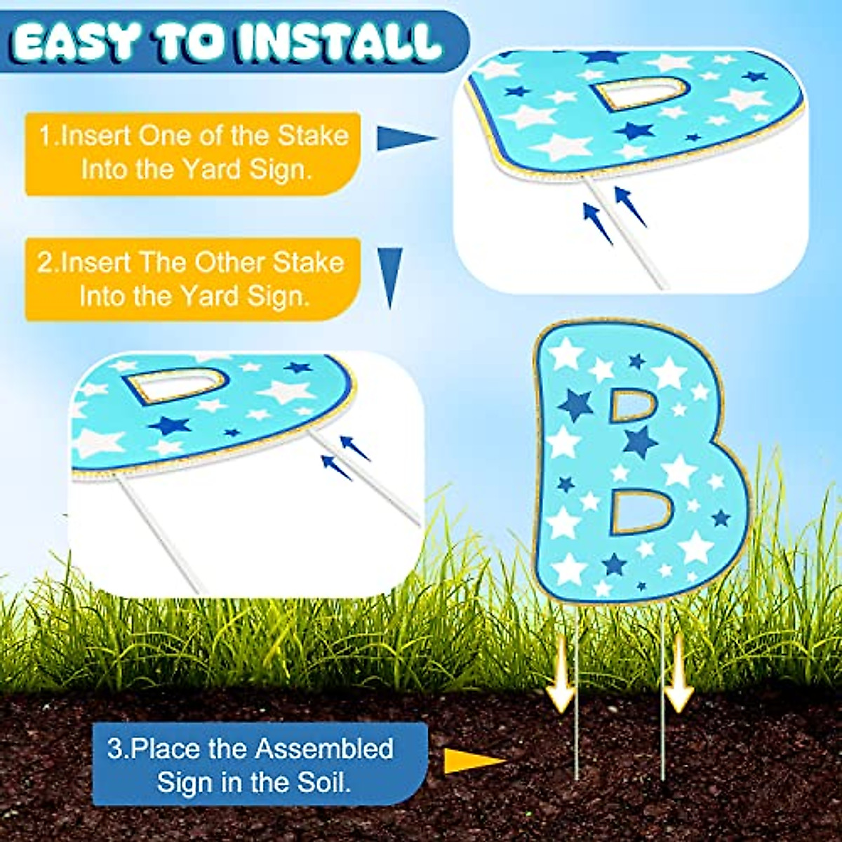 Fayavoo14Pcs ITS A BOY Yard Sign with Stakes Elephant Baby Shower Yard Sign Blue Gender Reveal Yard Sign Welcome Home Yard Sign Baby Shower Gender Reveal Party Decorations