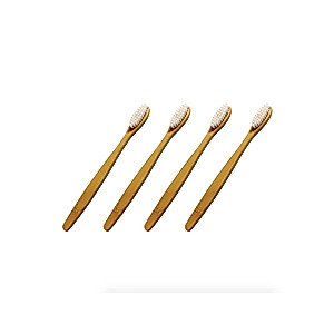 Eco-Friendly Natural Bamboo Toothbrush - Organic, BPA Free and Durable with Ergonomic Handle (4-Pack: Hard Nylon Bristles)