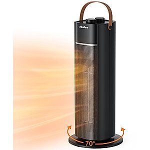 Space Heater, 12ft/s Electric Heater with Thermostat, 18 Inch Portable Heater with 70°Oscillation, Overheating & Tip-Over Protection, Fast Safety Heat for Home, Bedroom