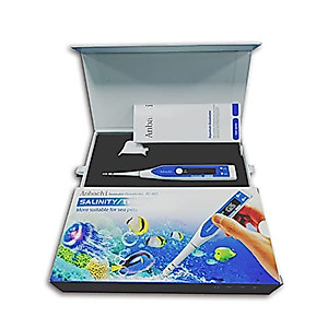 Saltwater Meter Salinity Meter Digital Water Tester Hydrometer Ideal for Hydroponics Aquarium Fish Pond Aquaculture High Accuracy Pen Type Meter Specific Gravity(SG) Salinity and Temperature 3 in 1