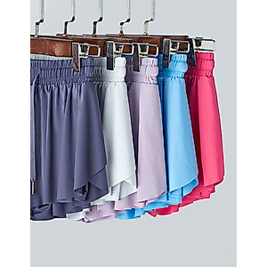 3 Pack Girls Flowy Shorts with Spandex Liner 2-in-1 Youth Butterfly Skirts for Fitness, Running, Sports (Set 4, Youth X-Small)