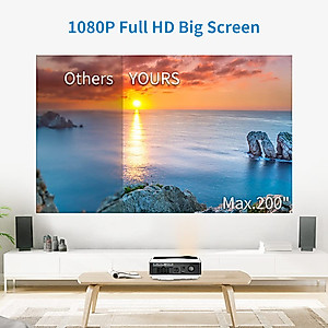 [Big Sale $200]9000LM Smart 1080P Outdoor Movie Projector, Full HD WiFi Bluetooth Projector with HiFi Speaker/Android OS, 200" Home Theater Projector Wireless Mirroring/HDMI/USB for Phone/TV Stick/DVD