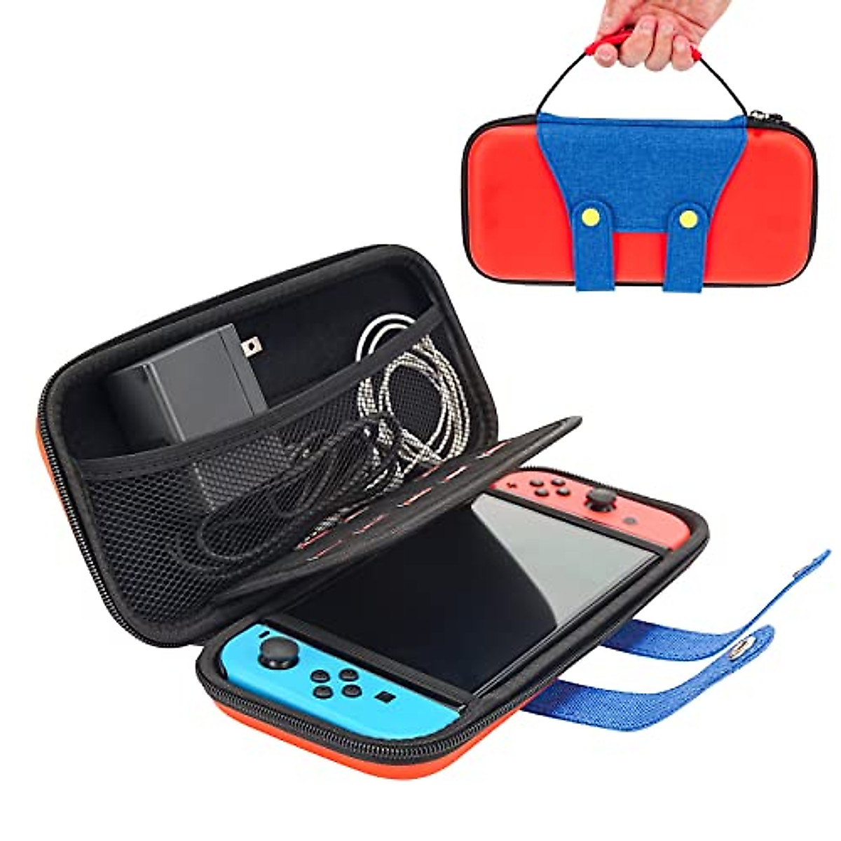 AMORBASE Switch Case Compatible with Nintendo Switch & Switch OLED - 20 Games Holder Protective Hard Shell Travel Carrying Case Pouch for Console & Accessories (Red)