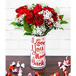 DELIVERY BY FRIDAY, 8/23 GUARANTEED IF ORDER PLACED BY 8/22 BEFORE 2PM EST From You Flowers - One Dozen Red Roses with Chocolates with Glass Vase (Fresh Flowers) Birthday, Anniversary, Get Well,