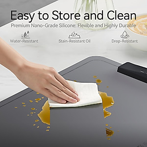 Portable Electric Warming Tray，Food Warming Mat with Adjustable Temperature, Silicone Foldable Food Warmer Fast Heating Mat ， Warming Trays for Buffets Party and Restaurants (Gray)