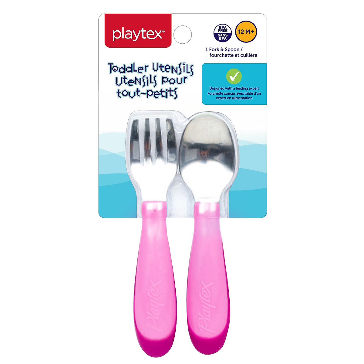 Playtex 05910 Mealtime Toddler Utensil Set Assorted Colors 2 Count