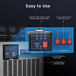 Commercial Slushy Machine, 3 Tank 45L Margarita Machine, Slush Frozen Drink Machine with Automatic Cleaning, Stainless Steel Margarita Smoothie Slushie Machine for Restaurant Bar Party