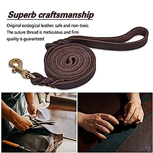 LWBMG Leather Dog Leash 6ft, Heavy Duty Dog Leash, Strong Durable Genuine Leather Braided Dog Leash, Soft and Comfortable Leather Leash for Large, Medium and Small Dogs Training