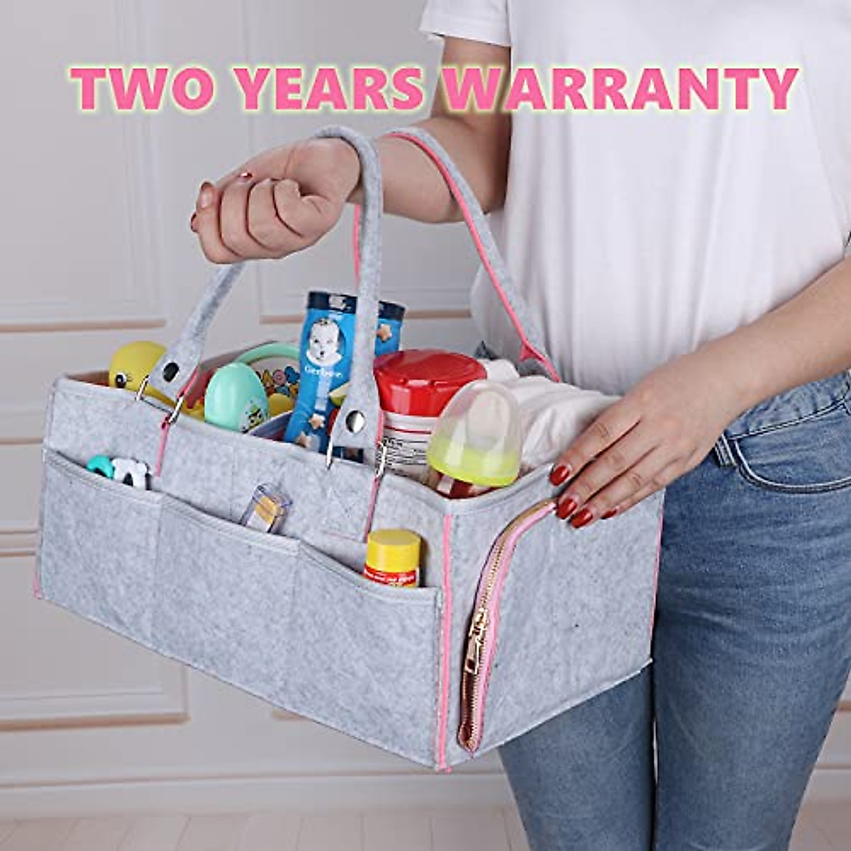 Baby Diaper Caddy Organizer for Girl Boy Large Nursery Storage Bin Basket Portable Holder Tote Bag for Changing Table and Car Baby Shower Gifts Newborn Essentials Baby Registry Must Haves Items
