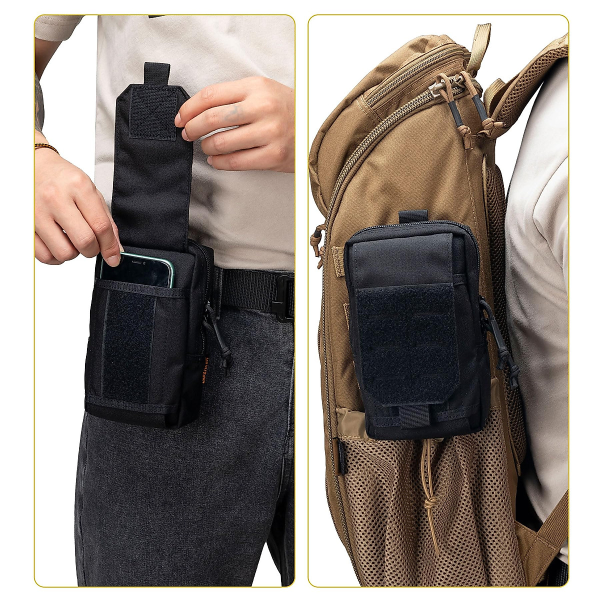 EXCELLENT ELITE SPANKER Tactical EDC Pouch Molle Utility Pouches Phone Holster Pouch Waist Bag Tool Pouch for Molle Accesssories（Black