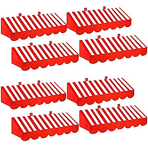 Tallew 8 Pcs 3D Awning Wall Decor Stripes Paper Carnival Tent Circus Birthday Candy Party Theme Doors Window Classroom Home Christmas (Farmhouse Style), Red and White, 63 x 23 cm/ 24.8 x 9.06 inches