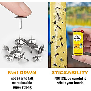 Dwcom 20 Packs Fly Tape, Fly Strips, Fly Paper Strips Roll Ribbon, Sticky Fruit Fly Traps Hanging Catcher Gnat Fungus Trap Killer for Indoors Outdoors